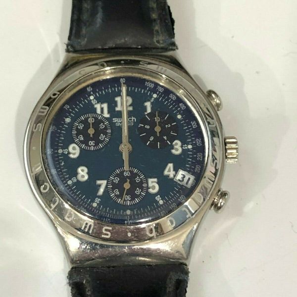 Vintage 1997 Irony Chrono Swatch Secret Agent Europe Chrono Blue ...