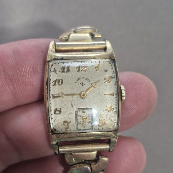Vintage Lord Elgin 14k gold filled Men's wrist watch for parts not ...