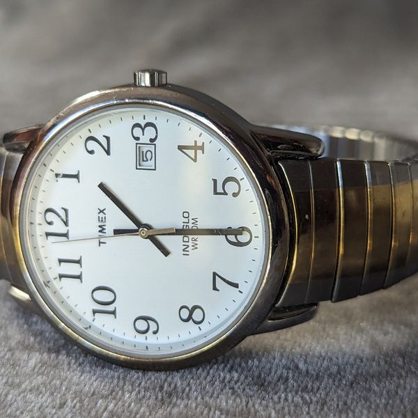 Classic Timex Easy Reader Men's 36mm Two Tone Indiglo Quartz Watch Date ...