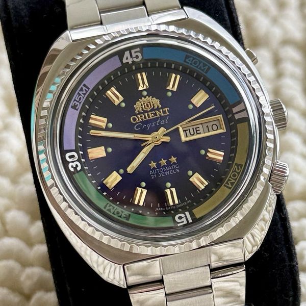 Orient Crystal Automatic 21 Jewels Blue Dial King Diver Menâ s Watch ...