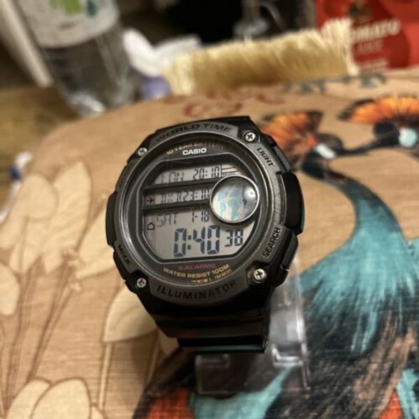 Vintage Casio AE-3000W World Time Watch Stainless Steel,Water Resistant ...