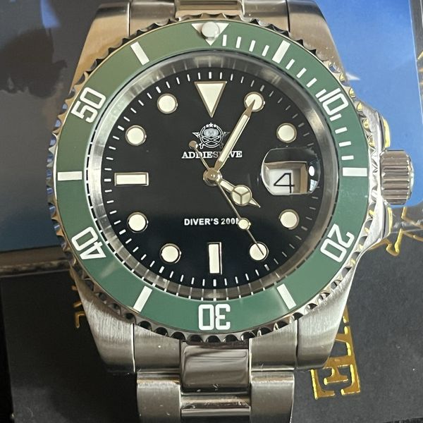 ADDIESDIVE Green 200M Diver Watch Automatic Seiko NH35 Sapphire Ceramic ...