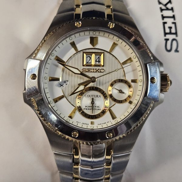Next To New SEIKO Coutura Men's Kinetic Perpetual Calendar Watch 7D48 ...
