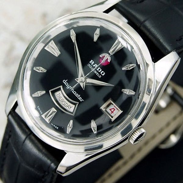Authentic Rado Daymaster Day Date Black Dial Automatic Mens Wrist Watch ...
