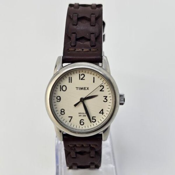 Timex Women Watch Easy Read 30MM White Dial Brown Leather Bands New ...