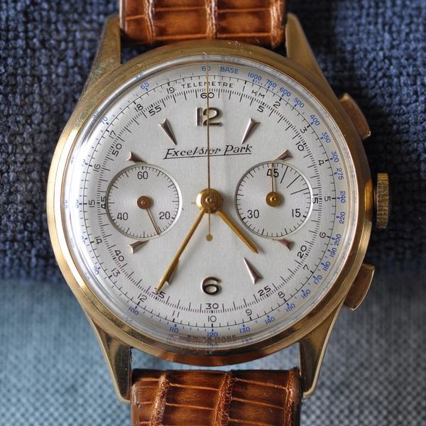 FS: Vintage Excelsior Park / Gallet chronograph 18k solid gold ...