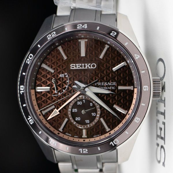 Seiko Presage Sharp-Edged Series GMT Brown Dial Mens Watch SPB225 ...