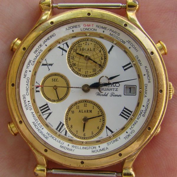 Seiko Quartz World Timer 5T52-7A11 Working Condition Wrist Watch | WatchCharts