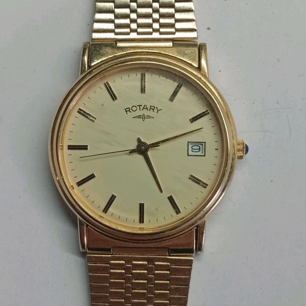 Mens Vintage Rotary Watch 3 Microns Gold Plated Working Battery Used ...