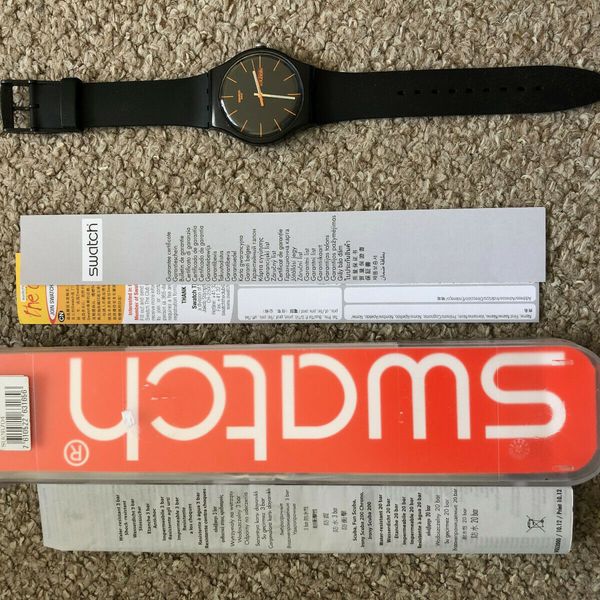 Black "Dark Rebel" Swatch Watch (SUOB 704) | WatchCharts Marketplace