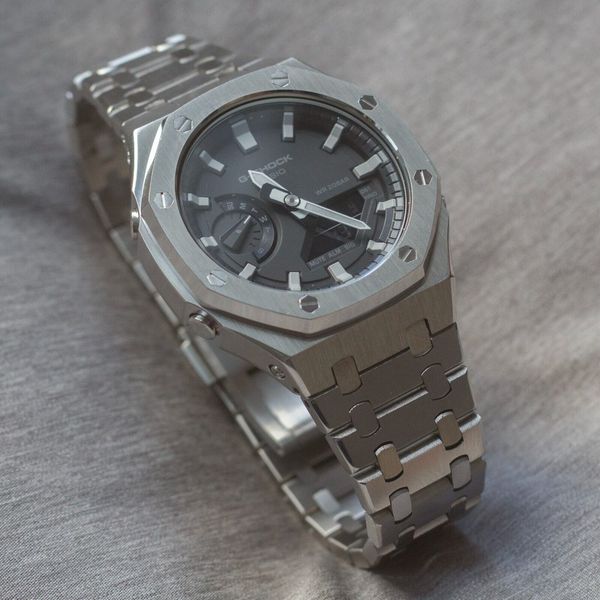 New Casio G-Shock GA2100 in Steel Case AP Casioak SILVER + original ...