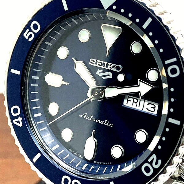 Seiko 5 Men's Watch SRPD51 Automatic Blue Dial Day Date Silver ...