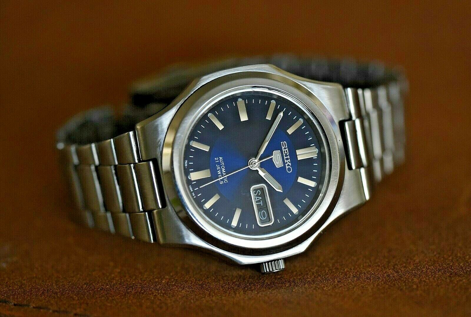Seiko 5 SNKK45 'SeikoNaut' Automatic Watch Sunburst Blue Dial | WatchCharts