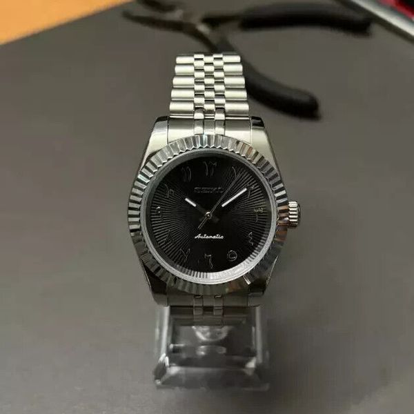 Custom Seiko Mod Black Arabic Dial NH35 40mm 36mm Watch Brand New ...