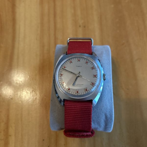 Timex Viscount 1973 Red Accent Mens Vintage 1970s Automatic Watch ...