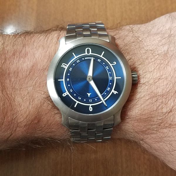 Ming 17.03 GMT - Blue Titanium Watch w/ Titanium Bracelet + Leather ...