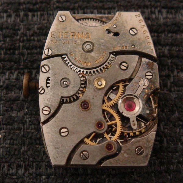 Antique Estate Deco Menâ s Eterna Tank/Tonneau watch movement - RUNS ...