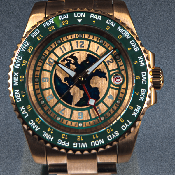 [WTS] Green GMT with a World Time ceramic bezel on a hand painted brass ...