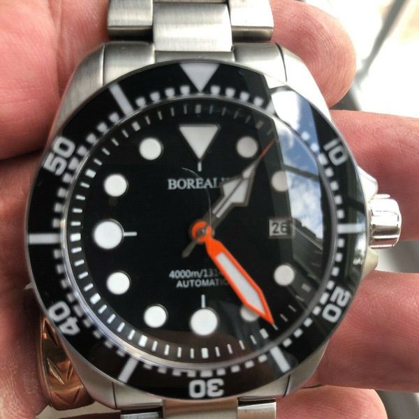 Borealis Seafarer II Black Dial with Orange Minute Hand Turbine Bezel ...