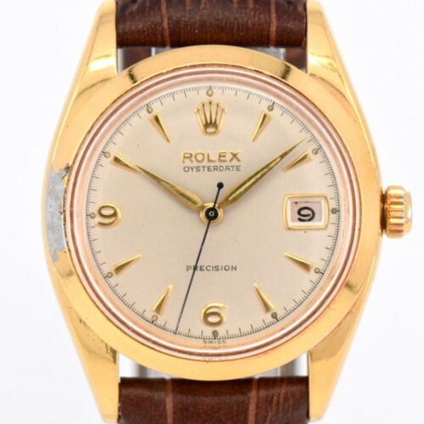 Auth ROLEX 6494 OYSTER Precision Cal.1210 Date Hand-Winding Men's Watch ...