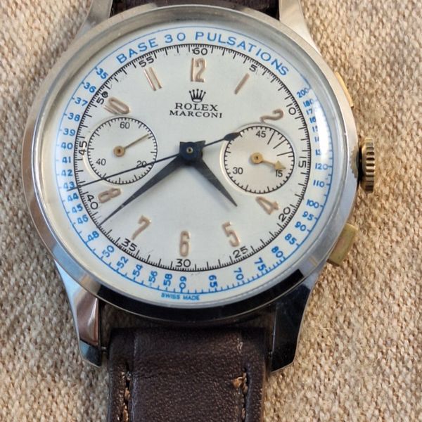 old VINTAGE MEN'S watch ROLEX MARCONI chronograph ,BIG 38 mm ...