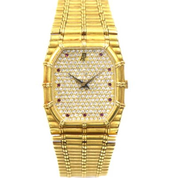 VINTAGE AUDEMARS PIGUET DIAMOND RUBY BAMBOO WRISTWATCH 18K YELLOW GOLD ...