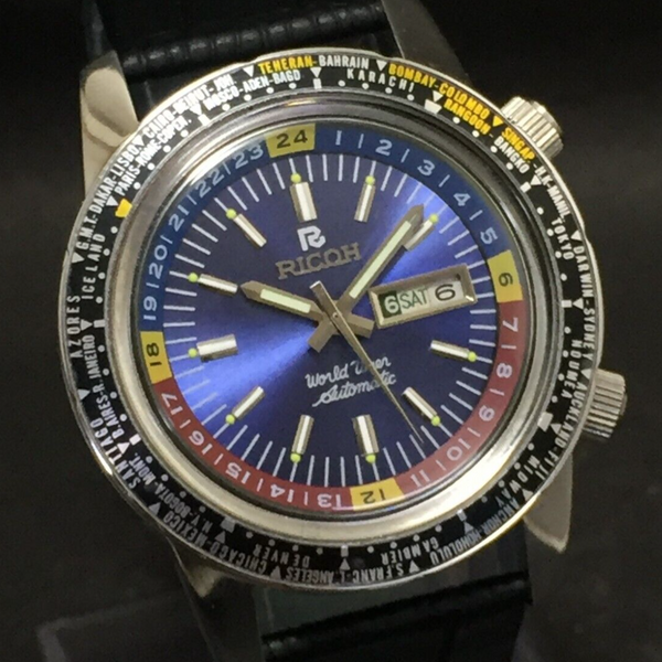 Vintage RICOH World Time Original Dial Automatic Winding Japanese Wrist ...