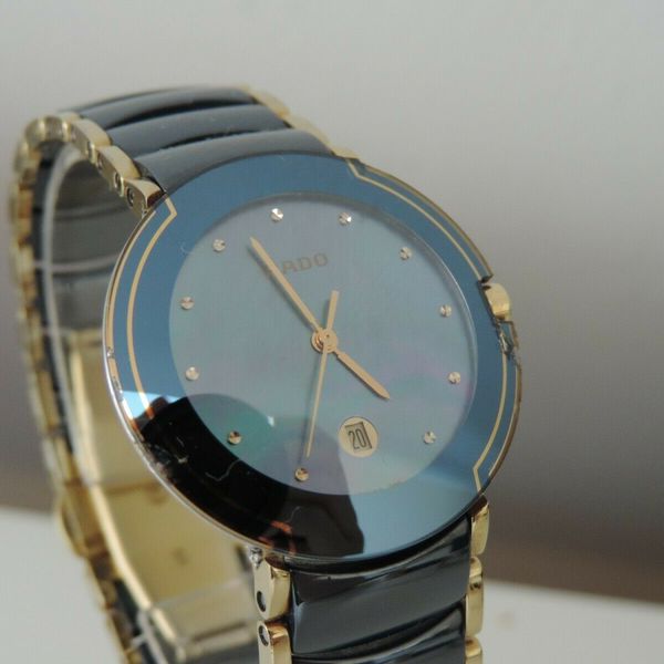 Rado Diastar Damenuhr - vergoldet & blaue Keramik - sehr selten - Ref ...