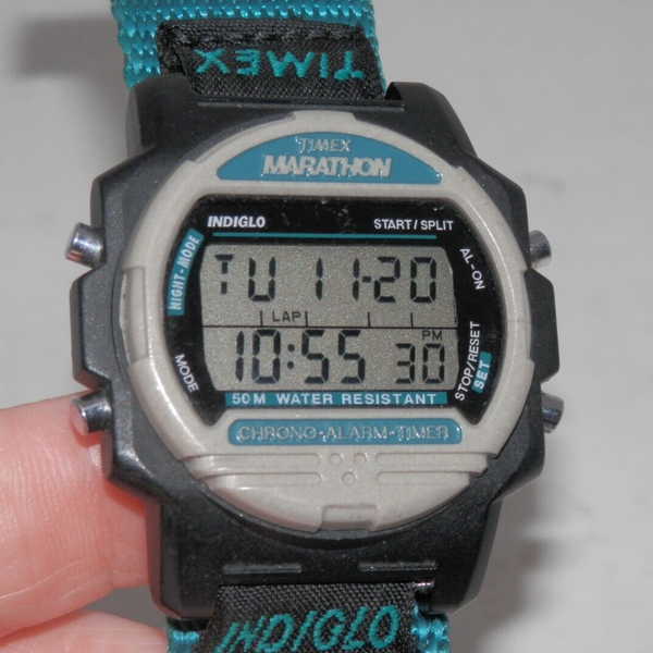 Timex Marathon Digital Watch Vintage Chrono Alarm Timer WR50M Green ...