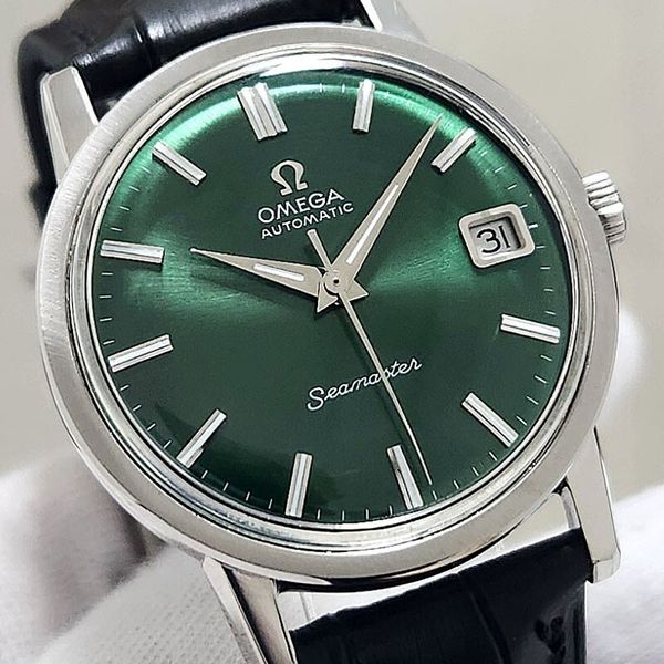 OMEGA SEAMASTER AUTOMATIC 166003 CAL565 DATE GREEN DIAL MEN'S WATCH ...