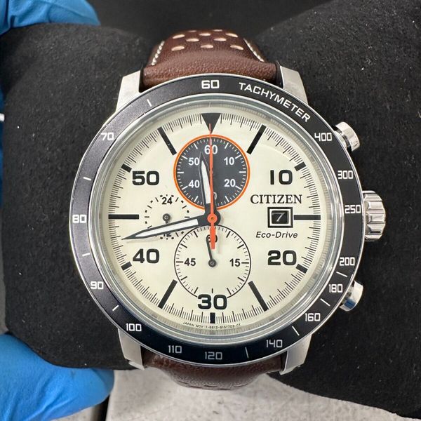 Citizen Brycen CA0649-06X Chronograph Brown Leather Band Eco-Drive Men ...