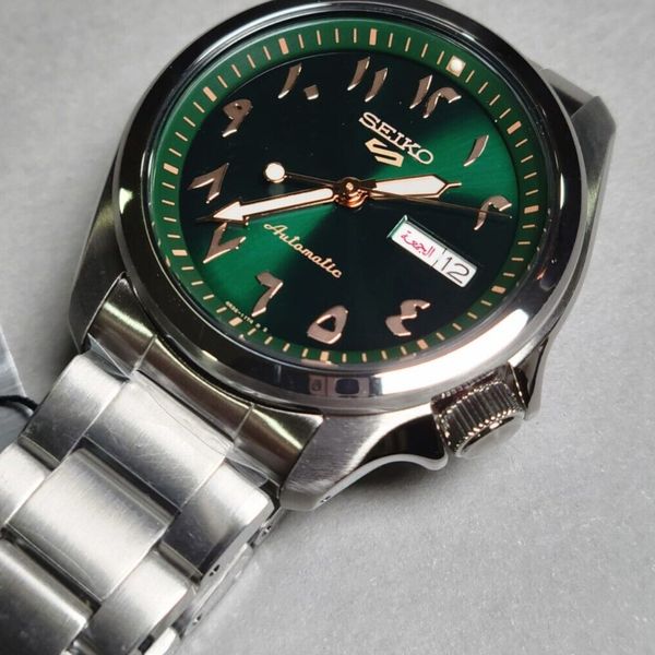 Seiko 5 Sports Automatic Arabic Numeric Green Dial Day-Date Display ...