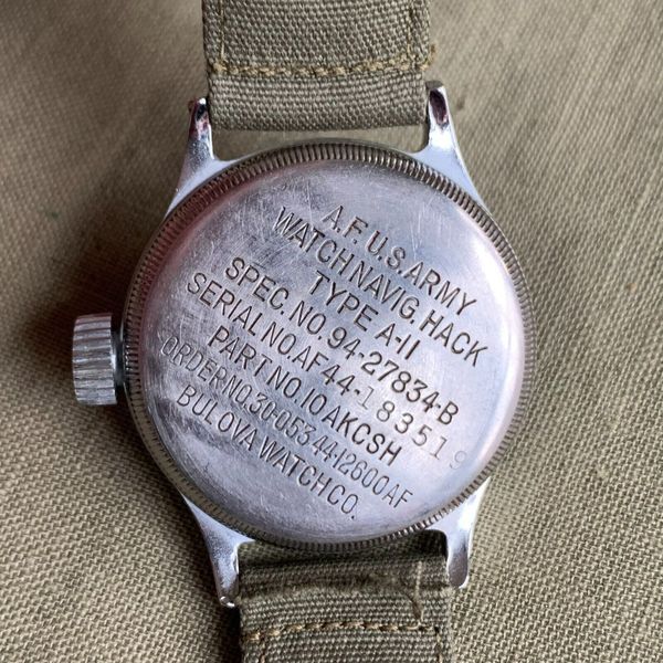 1940's Bulova A-11 U.S. Military Issued WWII 10AK Hack Military ...