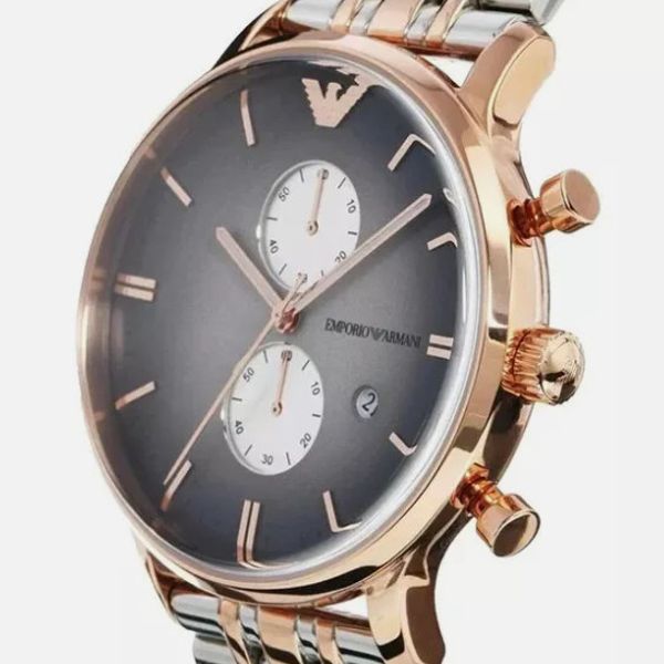 EMPORIO ARMANI MEN'S WATCH AR1721 Gianni Silver and Rose Gold Two Tone ...