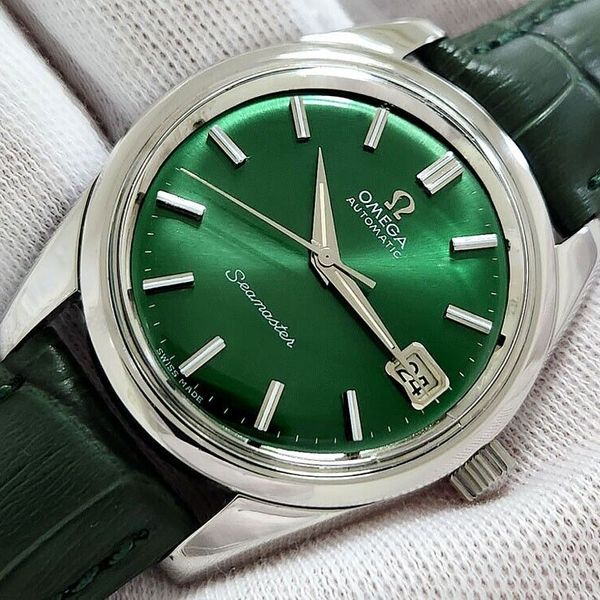 OMEGA SEAMASTER AUTOMATIC 166010 CAL565 DATE GREEN DIAL MEN'S WATCH ...