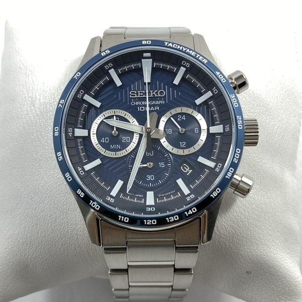 Seiko Essentials Chronograph Quartz Blue Dial Stainless Steel Men's ...