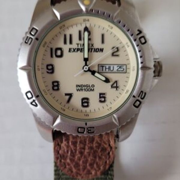 Men Timex Expedition Indiglo Wr100m Stainless Steel New Battery | WatchCharts Marketplace