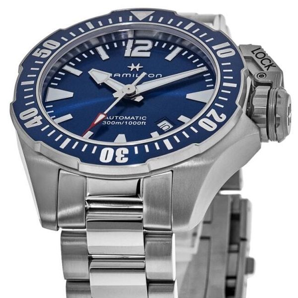 New Hamilton Khaki Navy Frogman Automatic Blue Dial Men's Watch ...