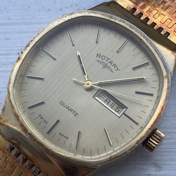 Swiss Made Rotary tank watch gold Mens vintage dress | WatchCharts ...