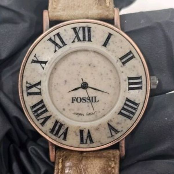 Fossil Watch Vintage Stone Copper Roman Numerals 1990s 90s NEEDS ...