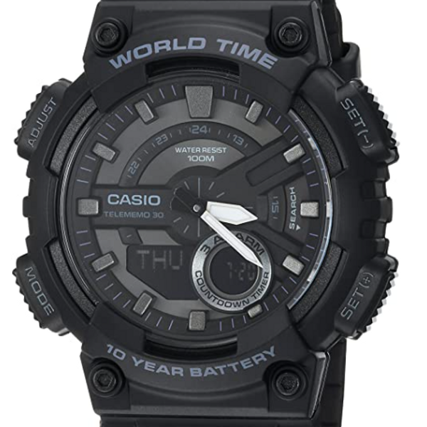 Casio Men's Ana-Digi Black Resin Band Watch AEQ110W-1BV | WatchCharts