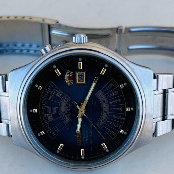 Vintage Orient 46D701/91 CA Multi-Year Calendar Blue dial Men’s Auto ...