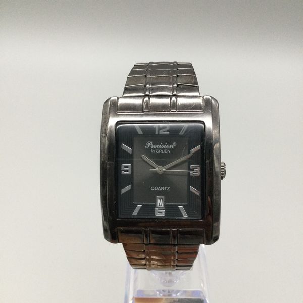 Precision by Gruen Tank Watch Unisex 36mm Gunmetal Stretch Band New ...