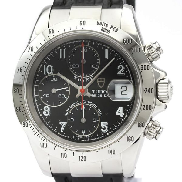 Tudor (TUDOR) Chrono Time Prince Date Tiger Stainless Steel Leather ...