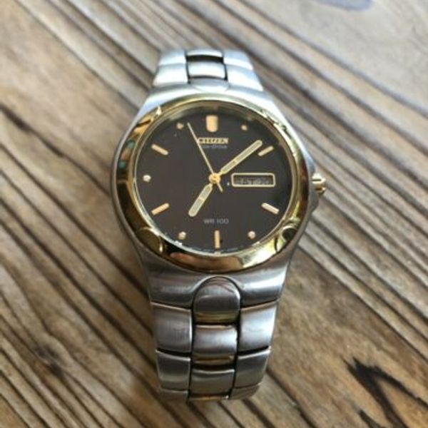 Men’s Citizen Eco-drive WR100 Watch Two Tone Day/Date E100-K17543 CKW ...