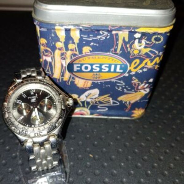 Men's Fossil Blue Steel Watch Moon Phase BQ-8777 Needs Battery, Non ...