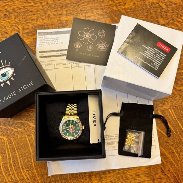 Timex X Jacquie Aiche Legacy Malachite Tribe Eye Flower Watch 36mm ...