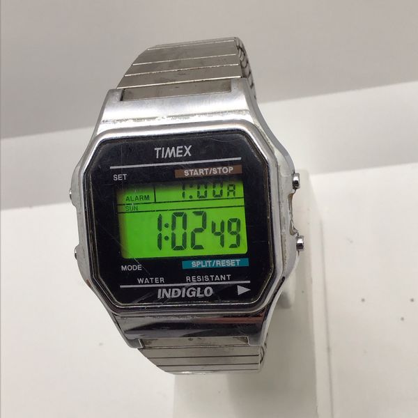 Vintage LCD Timex Indiglo Mens Silver Watch New Battery! | WatchCharts ...