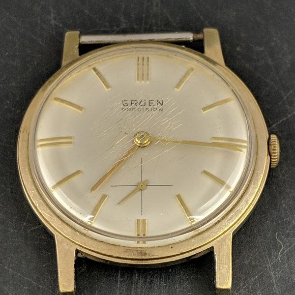 Vintage Gruen Precision Mens Mechanical Wristwatch 510 Gold Tone 17 ...
