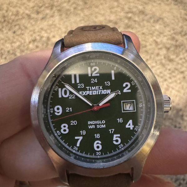 Timex Expedition Indiglo Watch - Green Dial/Leather Strap - WR 50M - New Battery | WatchCharts ...